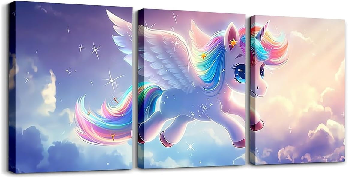 Hieng Unicorn Wall Hieng for Girls Kawaii Unicorn Paintings Wall Decor ...