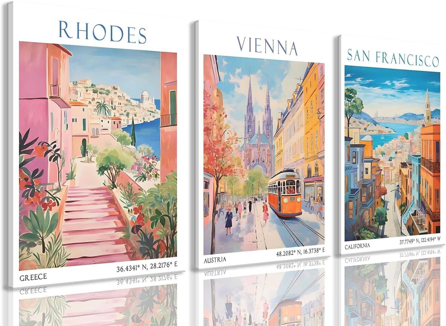 Hieng Vintage Travel Wall Art Canvas Italy Venice Amalfi Coast Pictures ...