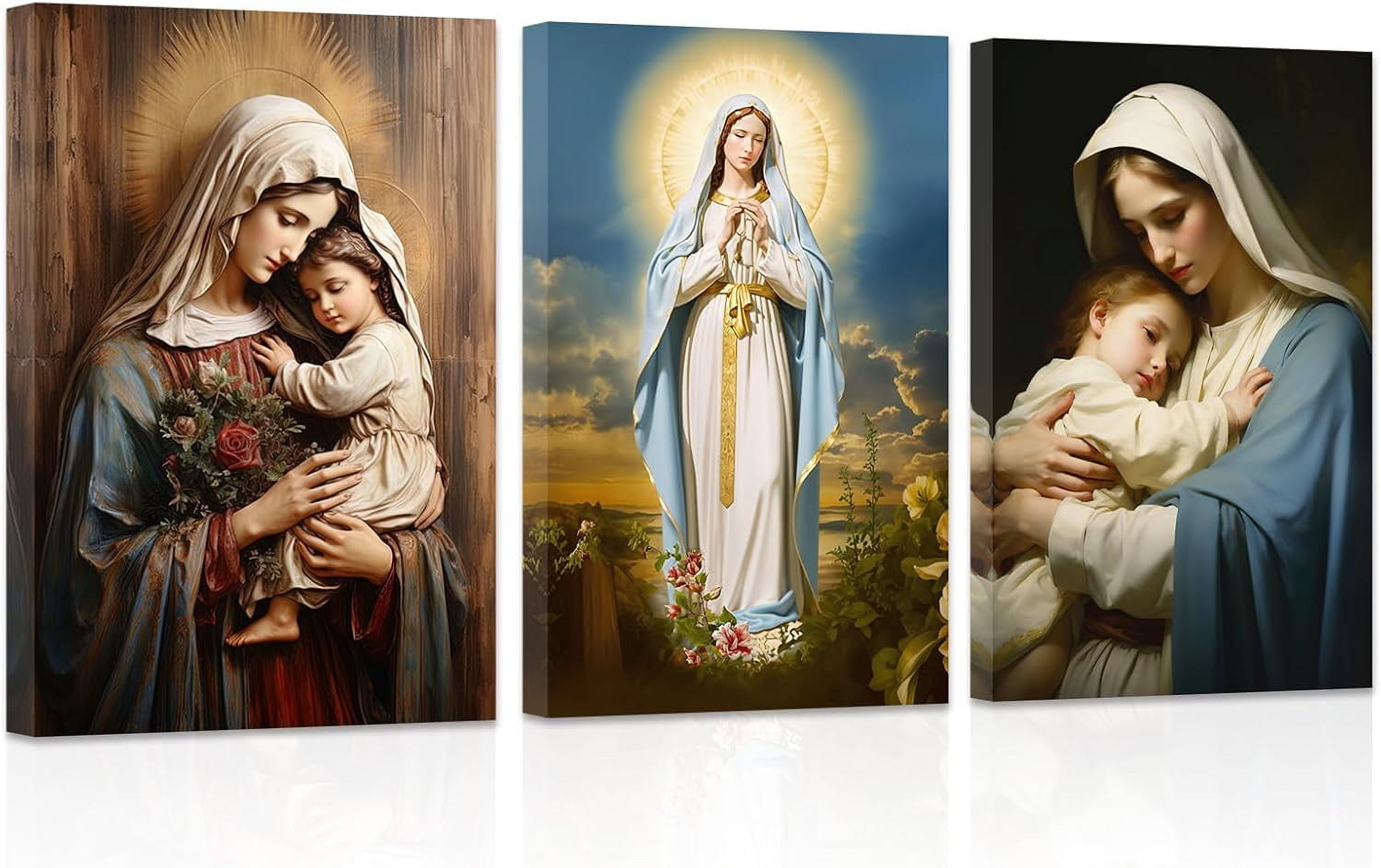 Hieng Virgin Mary Canvas Wall Art Jesus Mother Painting Prints Catholic ...