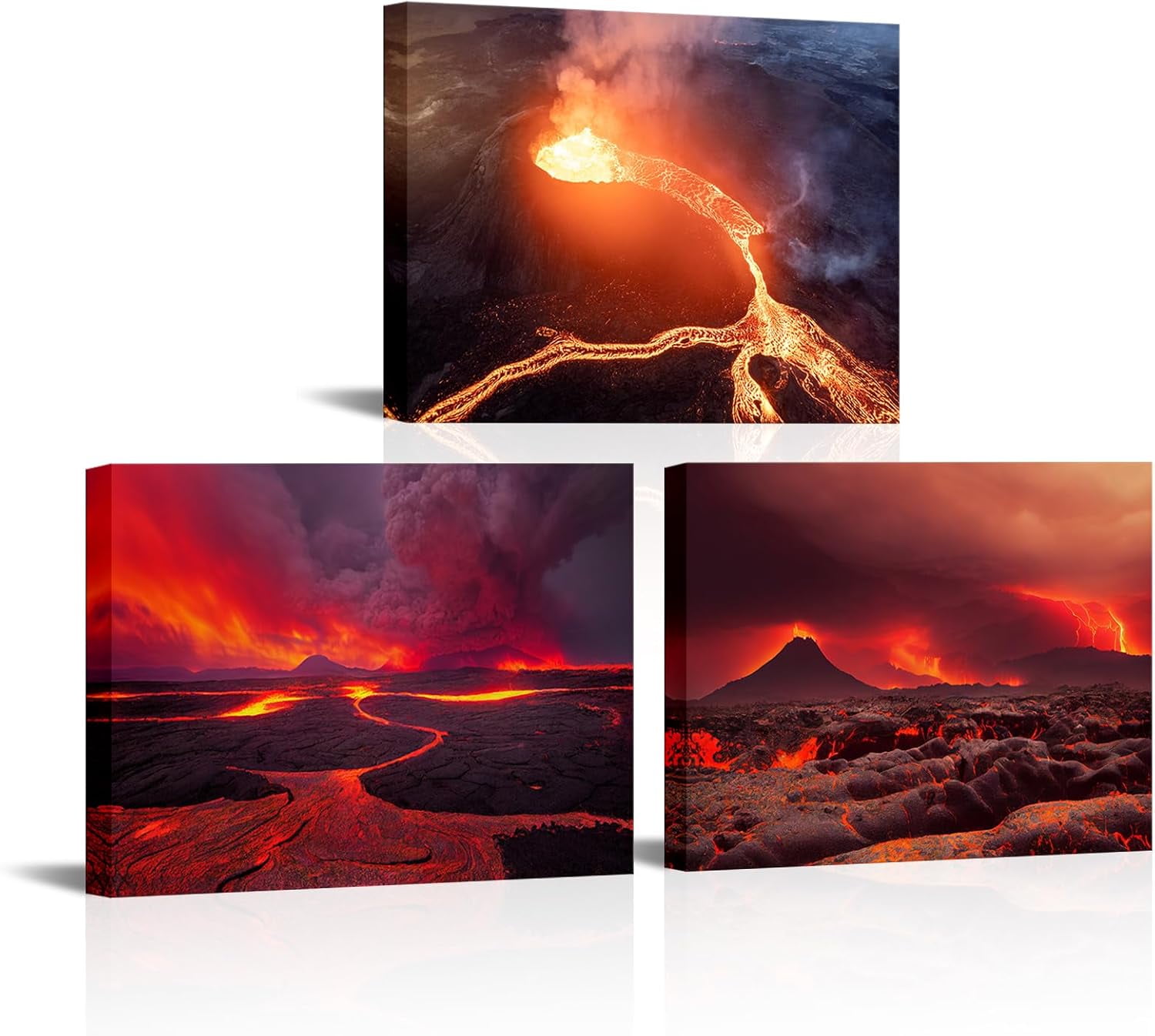 Hieng Volcano Canvas Wall Art Volcanic Island Picture Prints Lava Eruption Painting Posters for ...