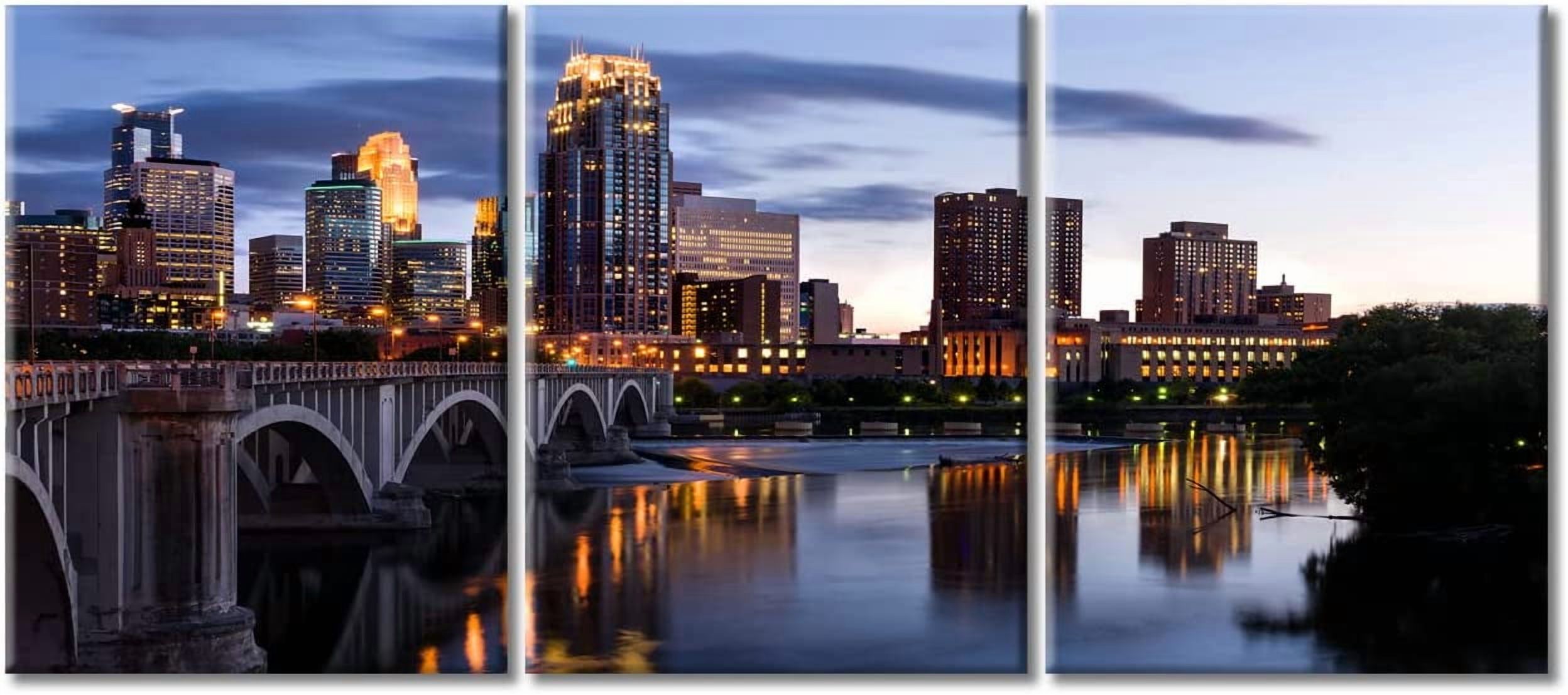 Hieng Wall Decor Art Paintings 3 Piece Boston City Night Scene Canvas ...