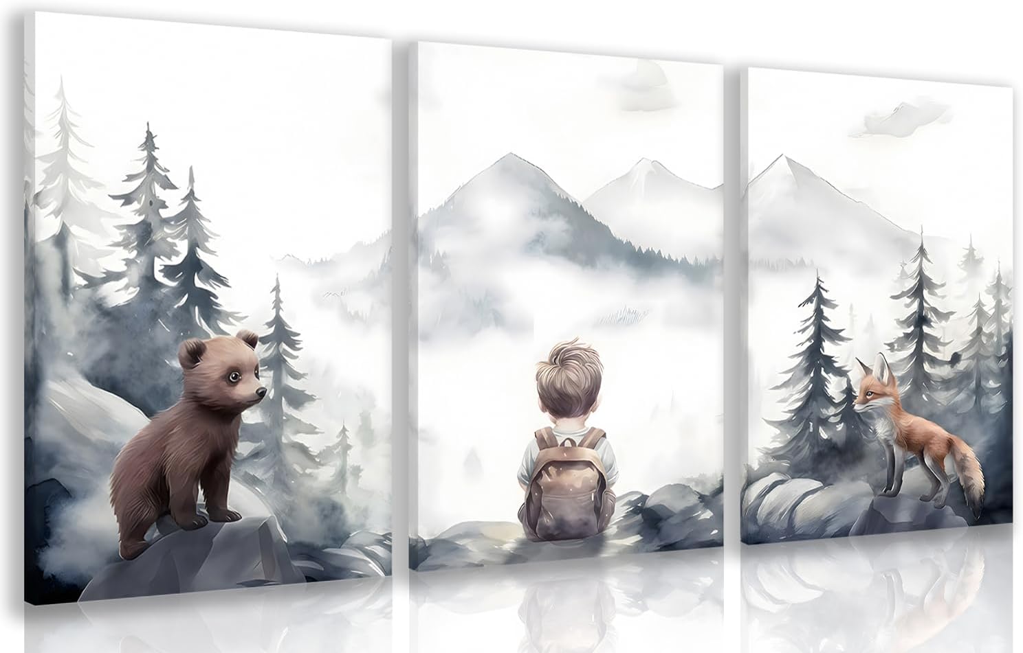 Hieng Woodland Animals Wall Hieng Set of 3, Baby Boy Wild Forest ...