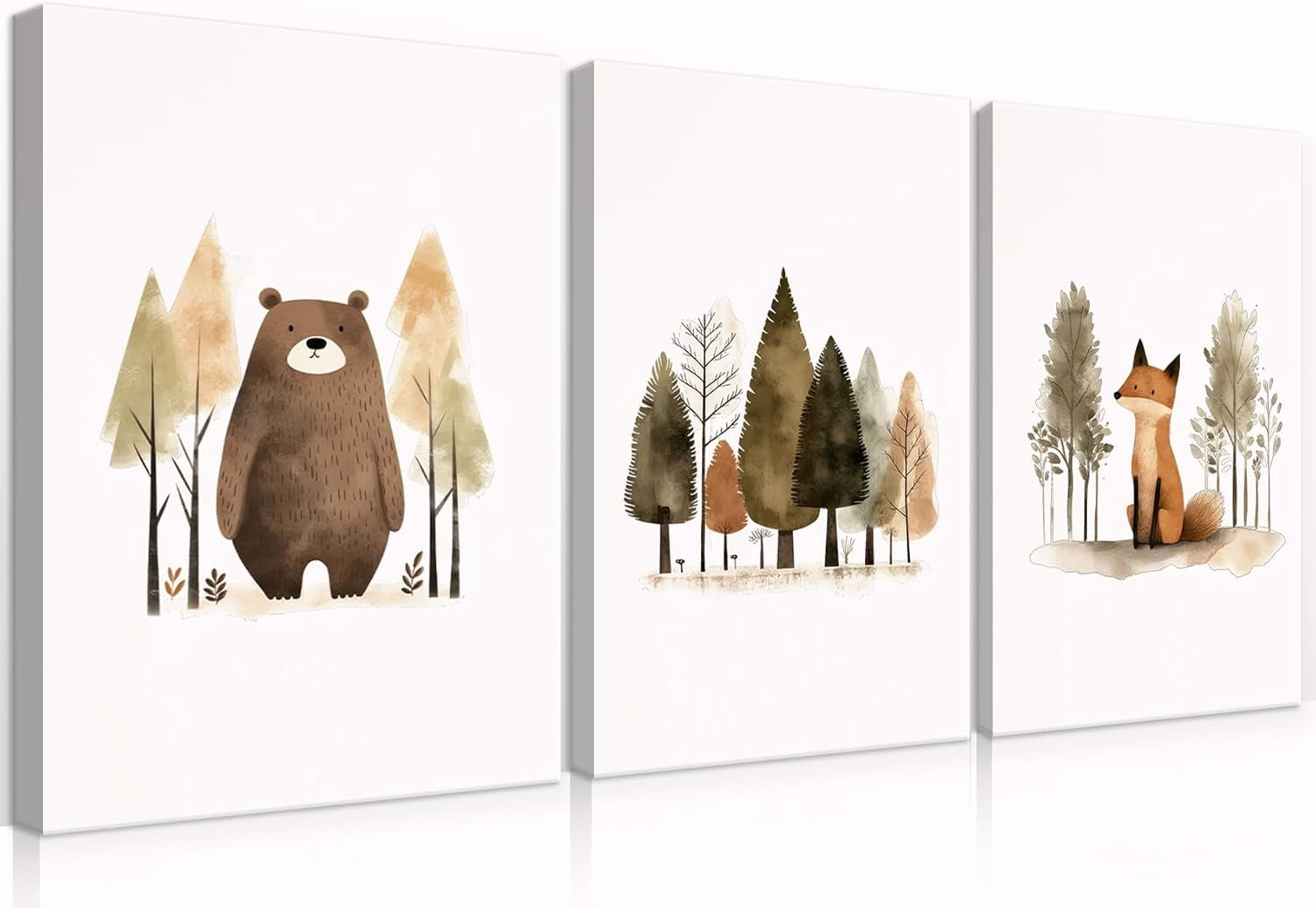Hieng Woodland Nursery Canvas Wall Art Jungle Wild Animals Pictures ...