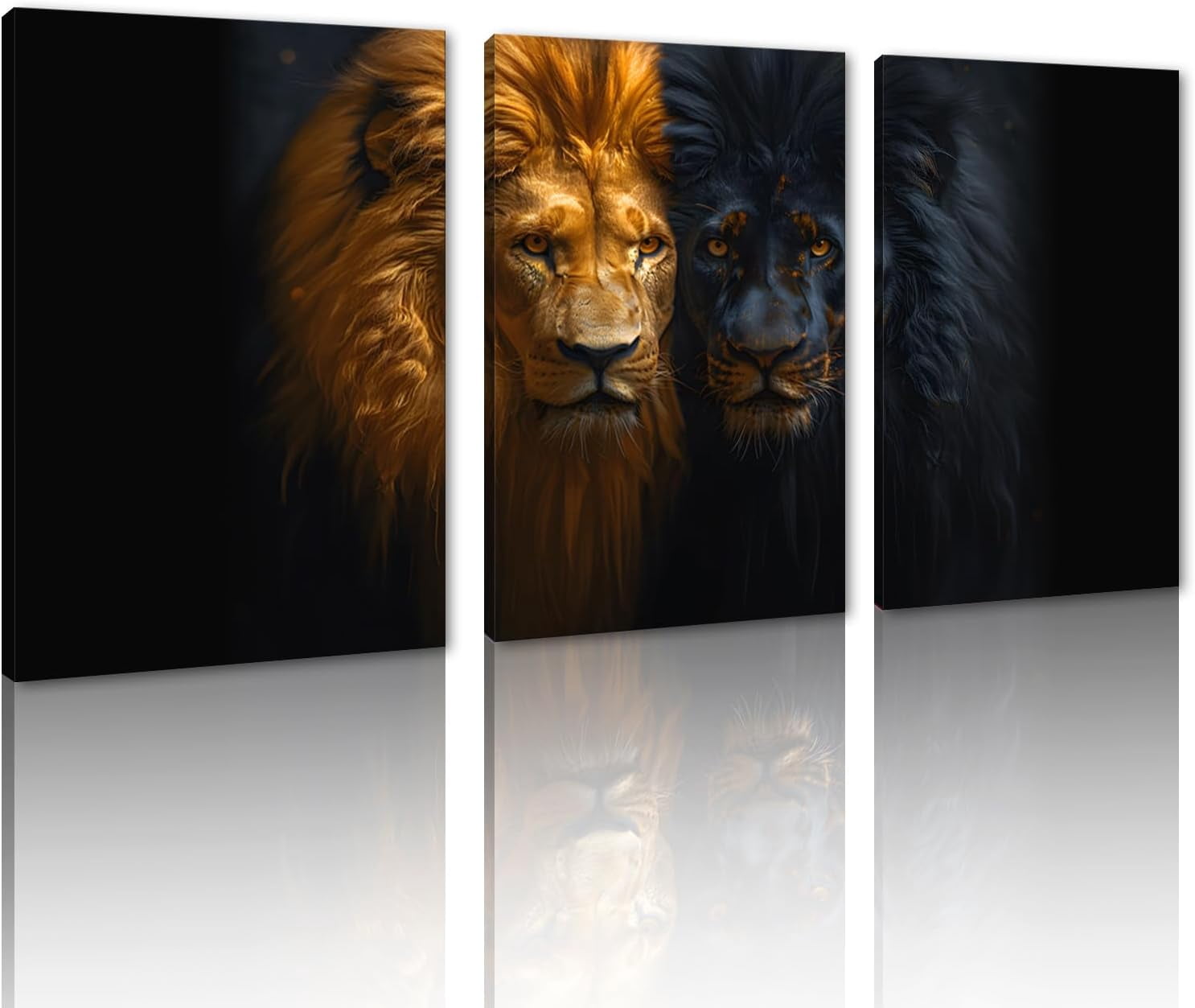 Hiengs Lion Canvas Wall Hieng Lion and Cub Picture Prints Black and ...