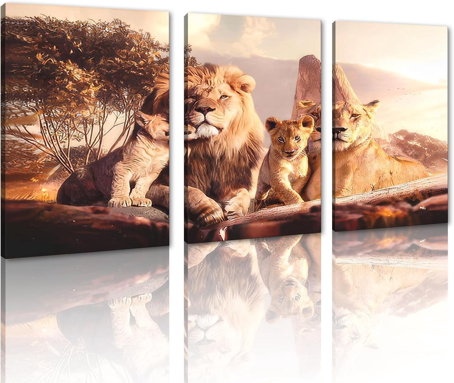 Hiengs Lion Canvas Wall Hieng Lion and Cub Picture Prints Black and ...