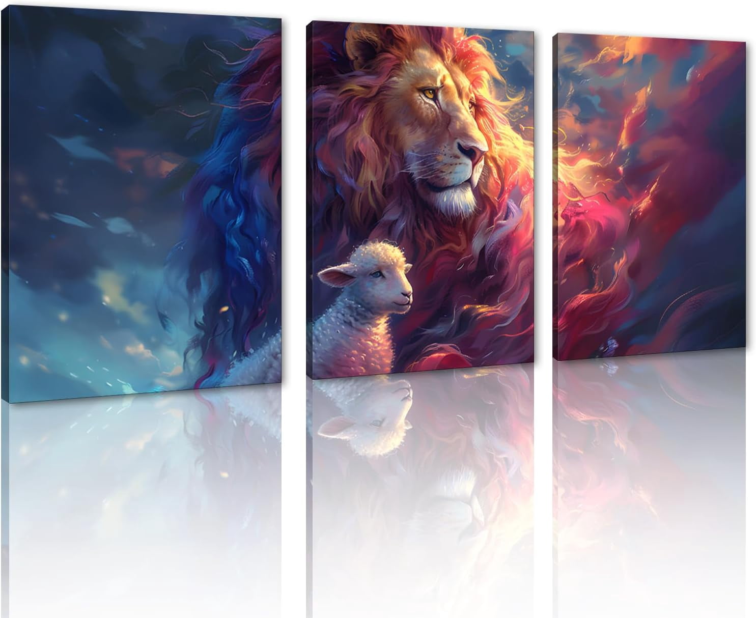 Hiengs Lion Canvas Wall Hieng Lion and Cub Picture Prints Black and ...