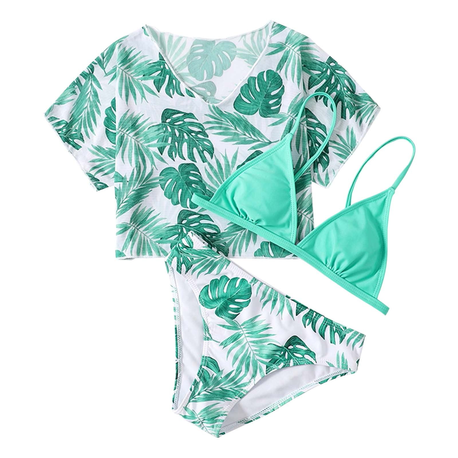 Hienoo Big Girls Hawaii Beach Bikinis with Rash Guard Swimsuit UPF 50 ...