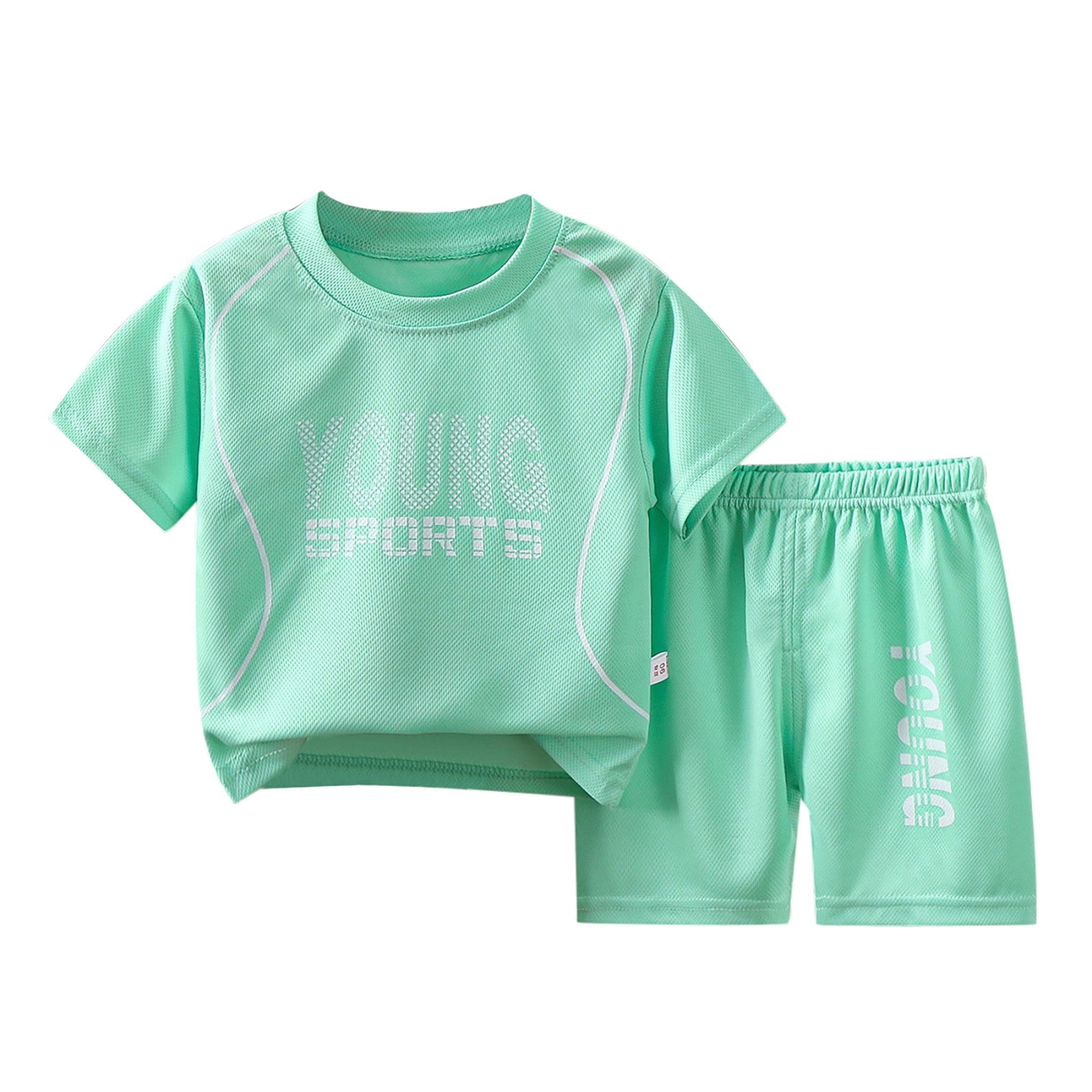 Hienoo Boys 2 Piece Tracksuit Basketball Performance Short Sleeve T ...