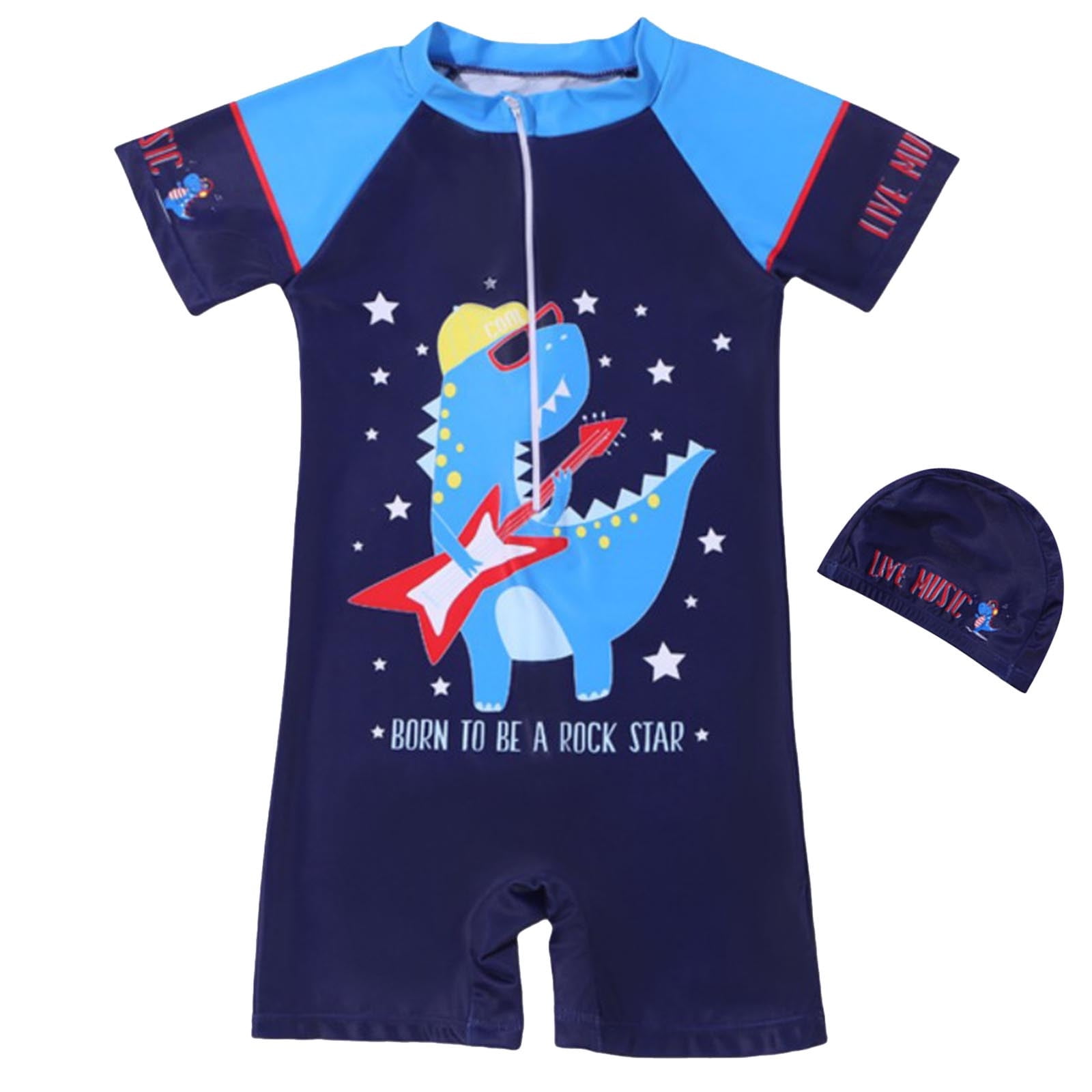 Hienoo Boys Bathing Suit Dinosaur Print Zipper One-Piece Swimsuit ...