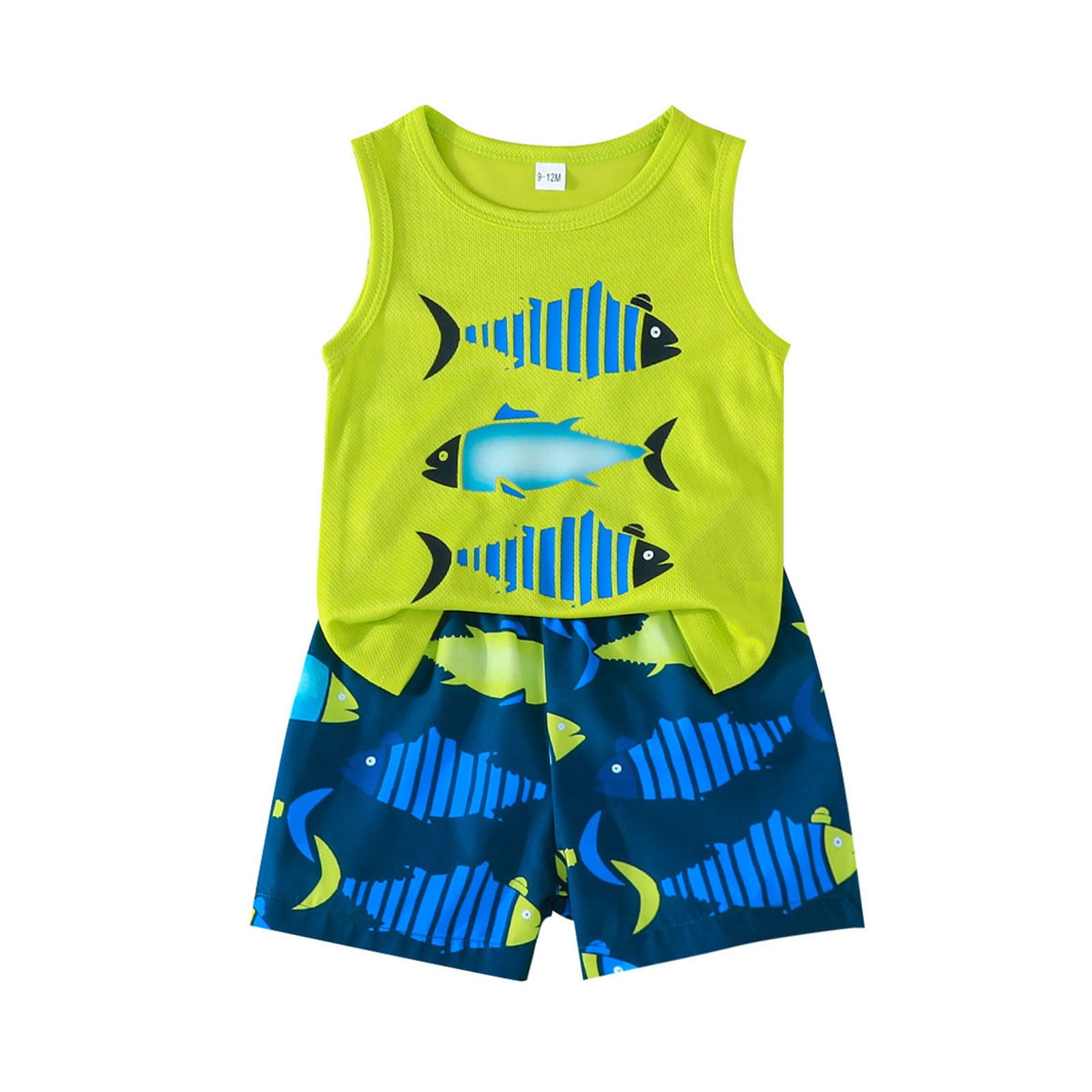 Hienoo Boys Outfits Fish Print Active Tank Top and Shorts Summer ...