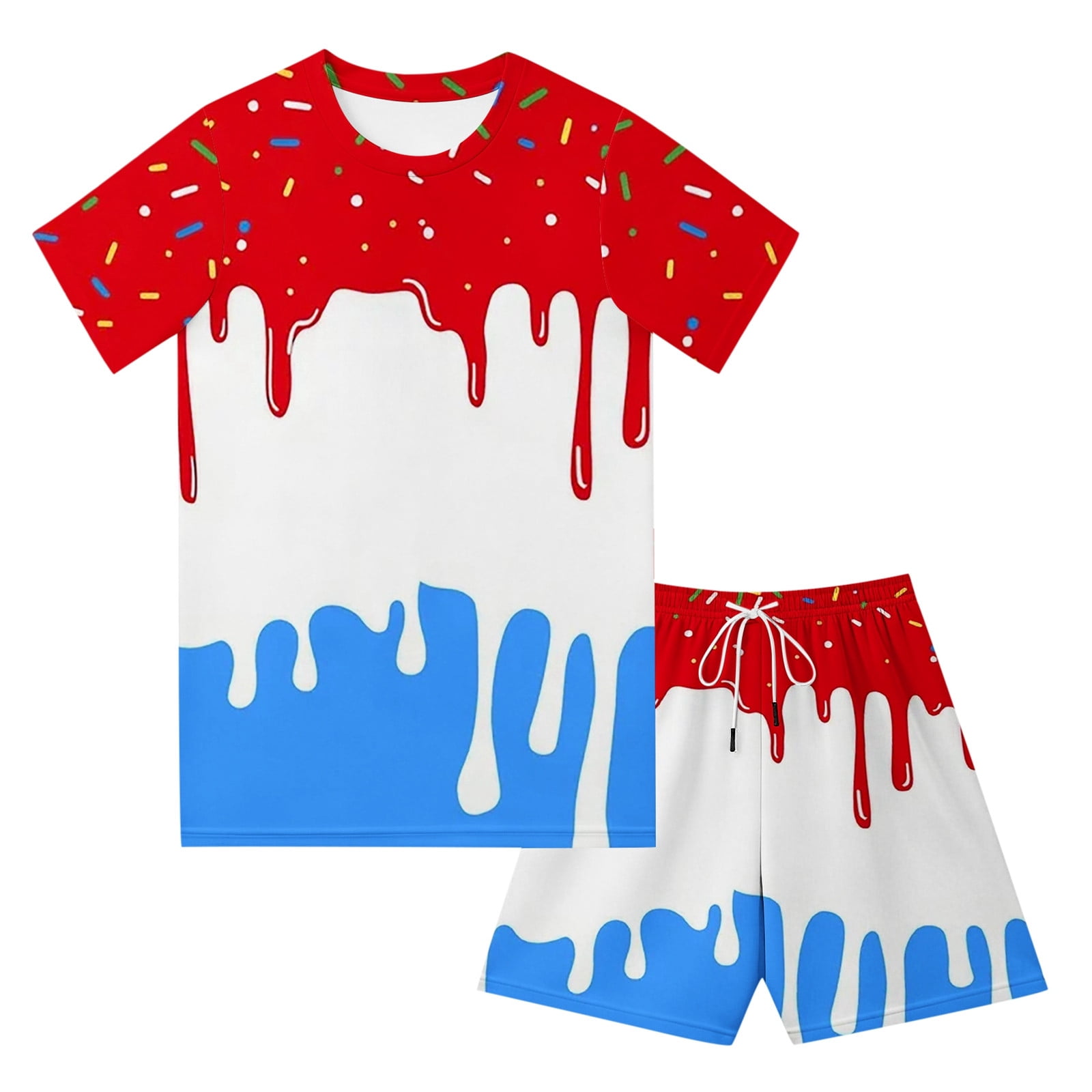Hienoo Boys Summer Shorts Set Ice-Cream Short Sleeve T Shirt Shorts ...