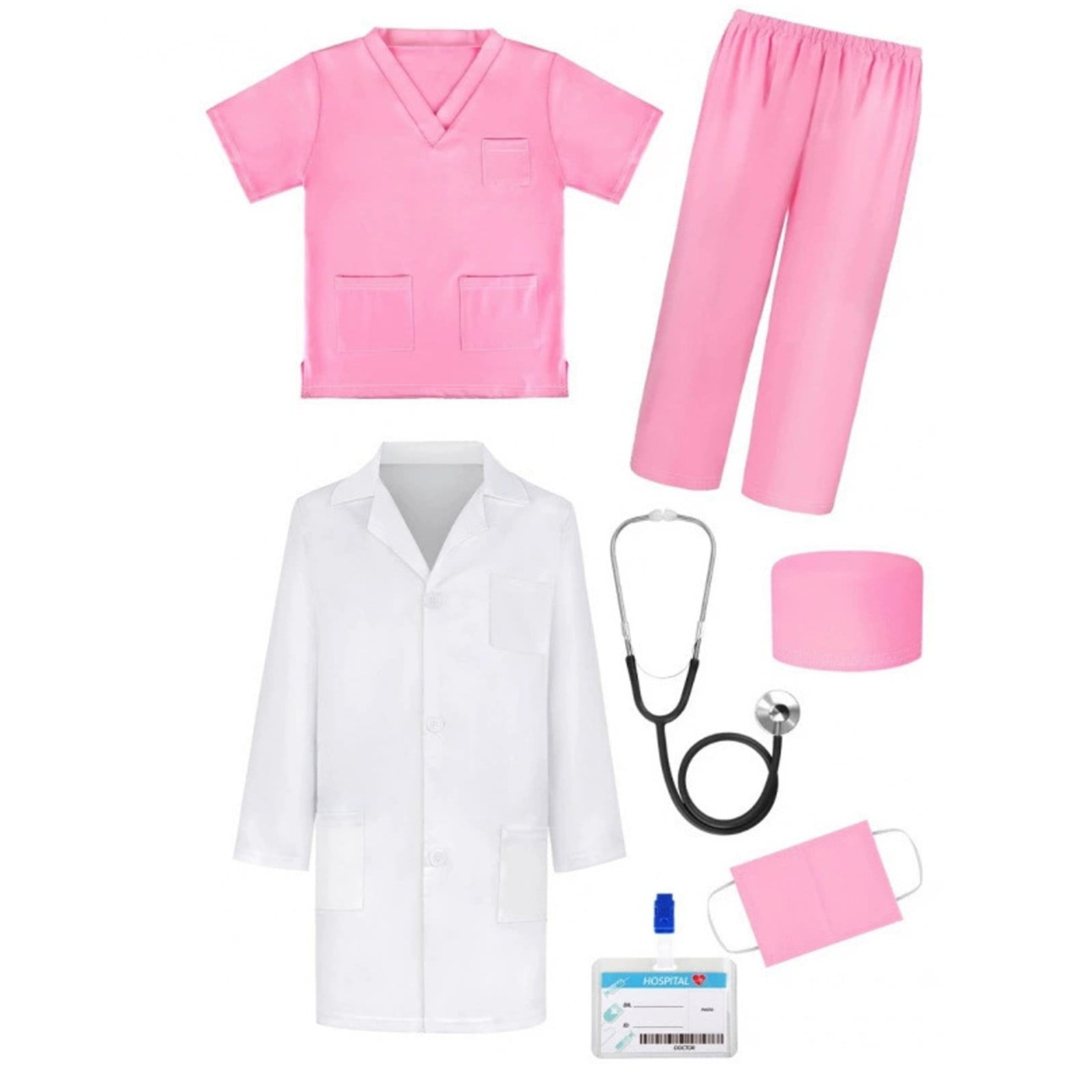 Hienoo Doctor Dress Up Clothes Set for Kids White Lab Coat Outfits for ...