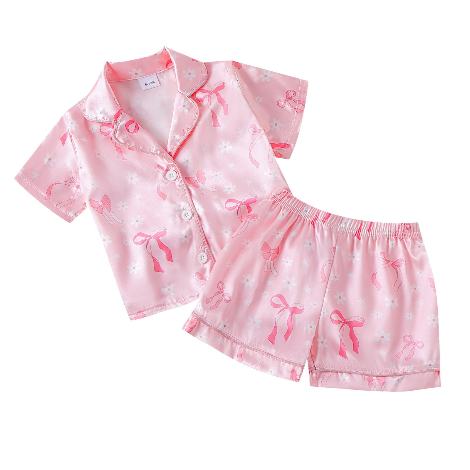 Hienoo Girls Floral Pajamas Short Sleeve Button Down Top Shorts ...