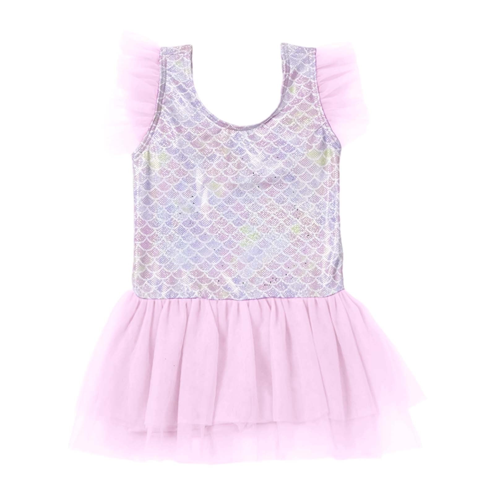Hienoo Girls One-Piece Swimsuit Mesh Ruffle Bathing Suit Princess ...