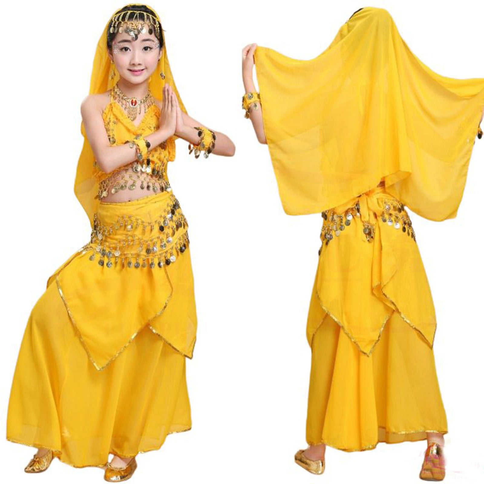 Hienoo Girls' Sparkly Sequined Belly Dance Outfits for Stage ...