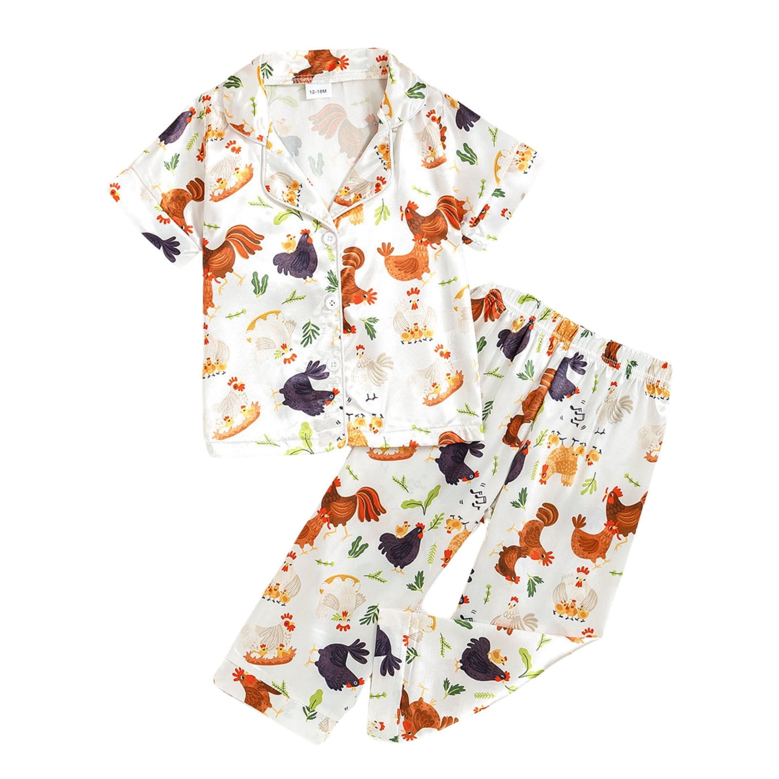 Hienoo Infant Boys Pajamas Rooster Print Button Down Short Sleeve Shirt ...