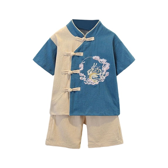 Hienoo Little Boys Chinese Tang Style Outfits Summer Linen Short Sleeve ...