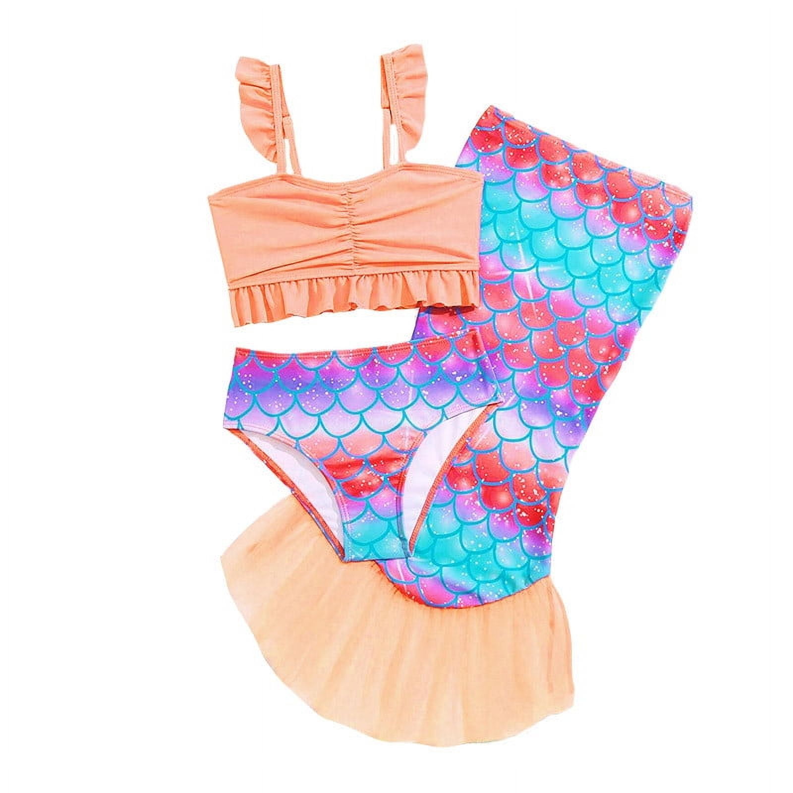 Hienoo Little Girls Swimsuit Scale Print Ruffle Bikini Set with Skirt ...