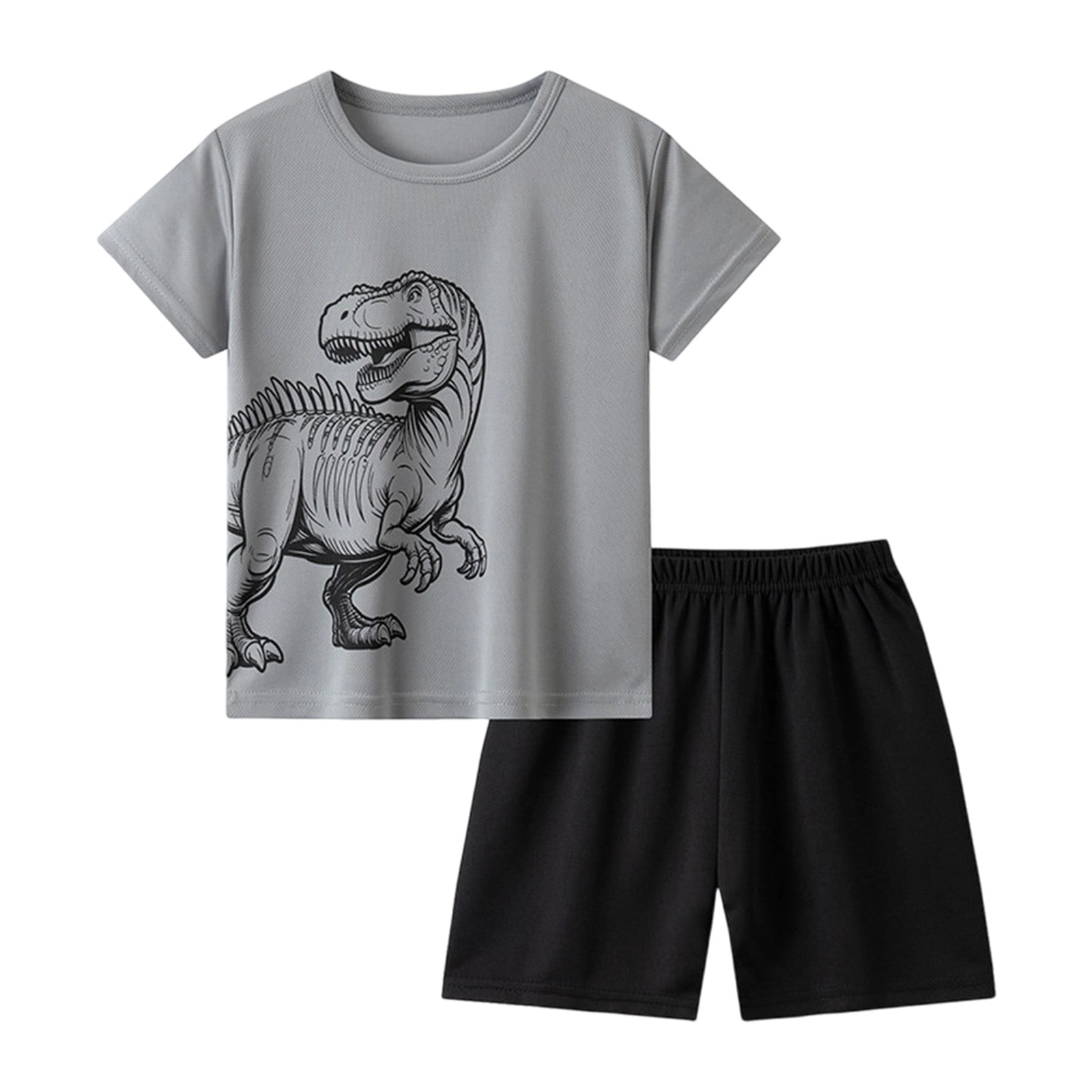 Hienoo Summer Boys Outfits Dinosaur Short Sleeve Crewneck T Shirt ...