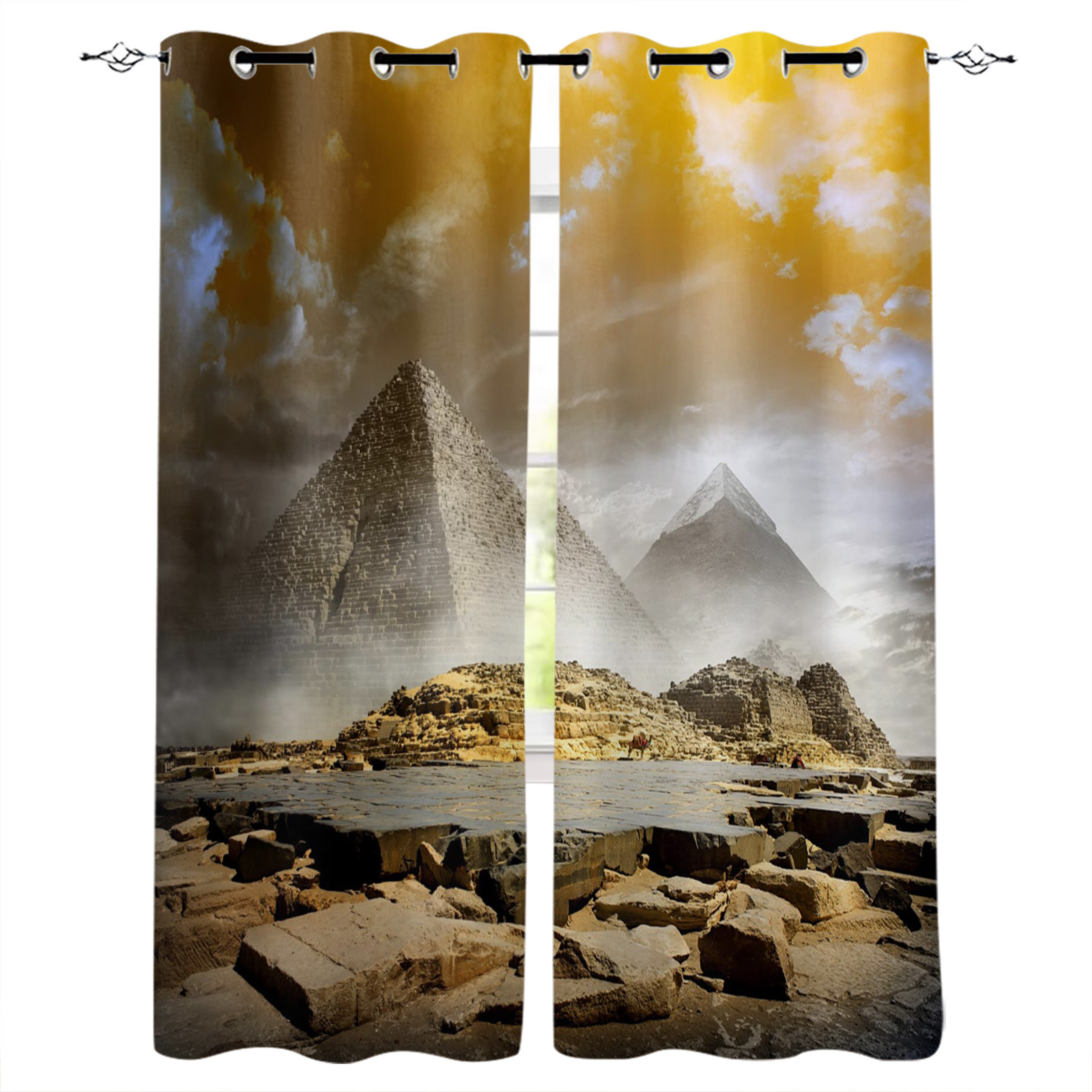 Hieroglyphic Carvings Ancient Egyptian Temple Room Curtains Large ...