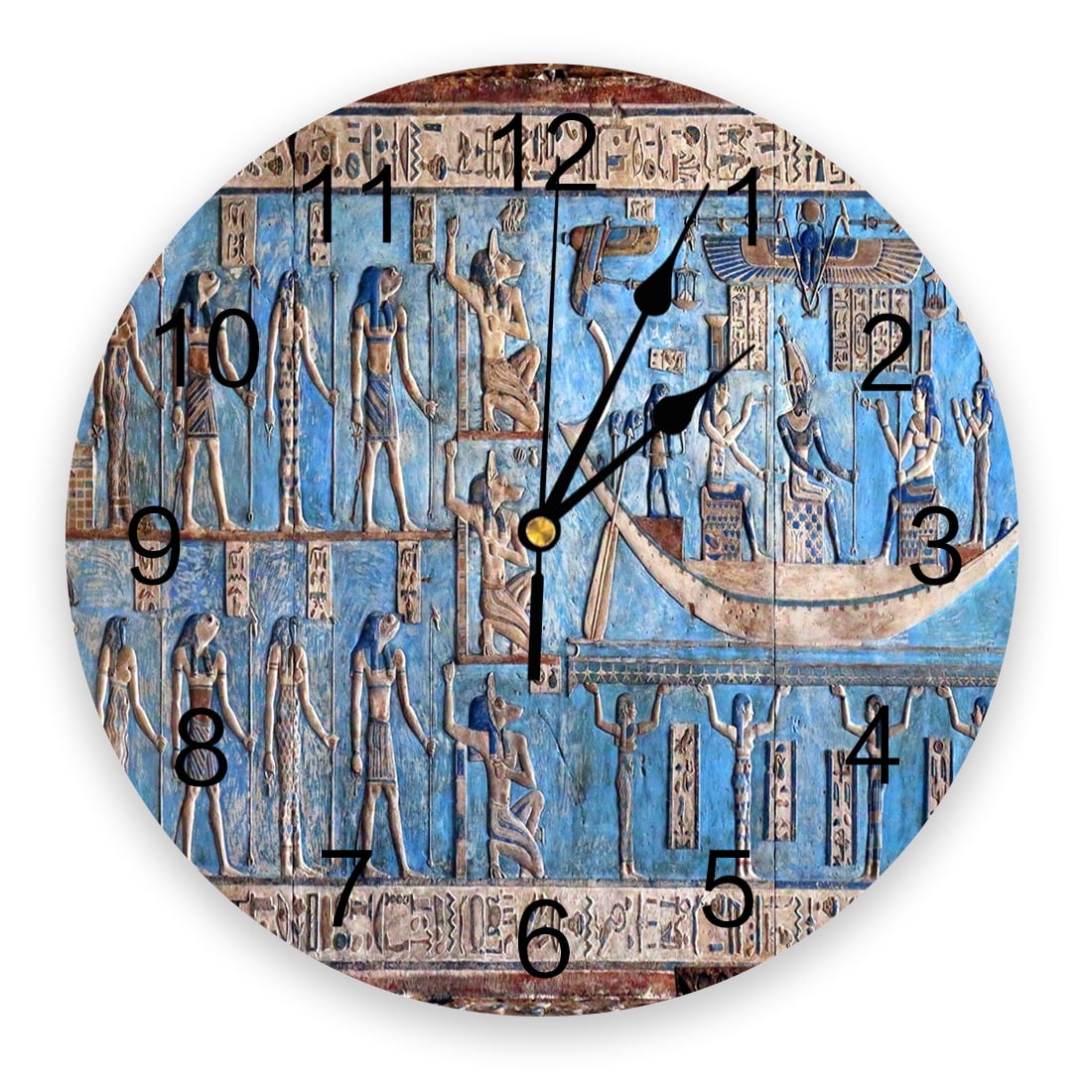 Hieroglyphic Carvings Ancient Egyptian Temple Wall Clock Kitchen Home ...