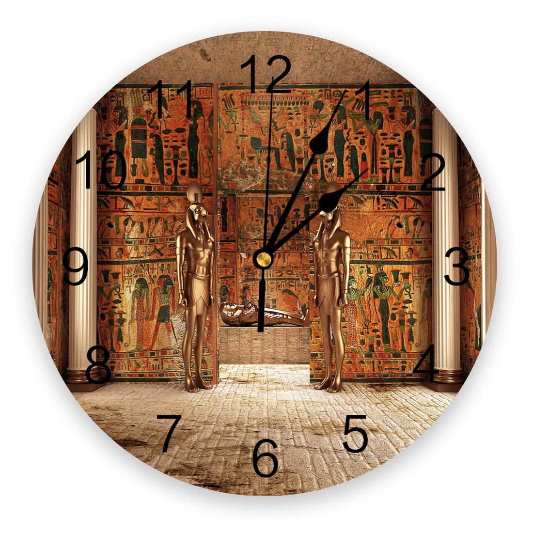 Hieroglyphic Carvings Ancient Egyptian Temple Wall Clock Kitchen Home ...