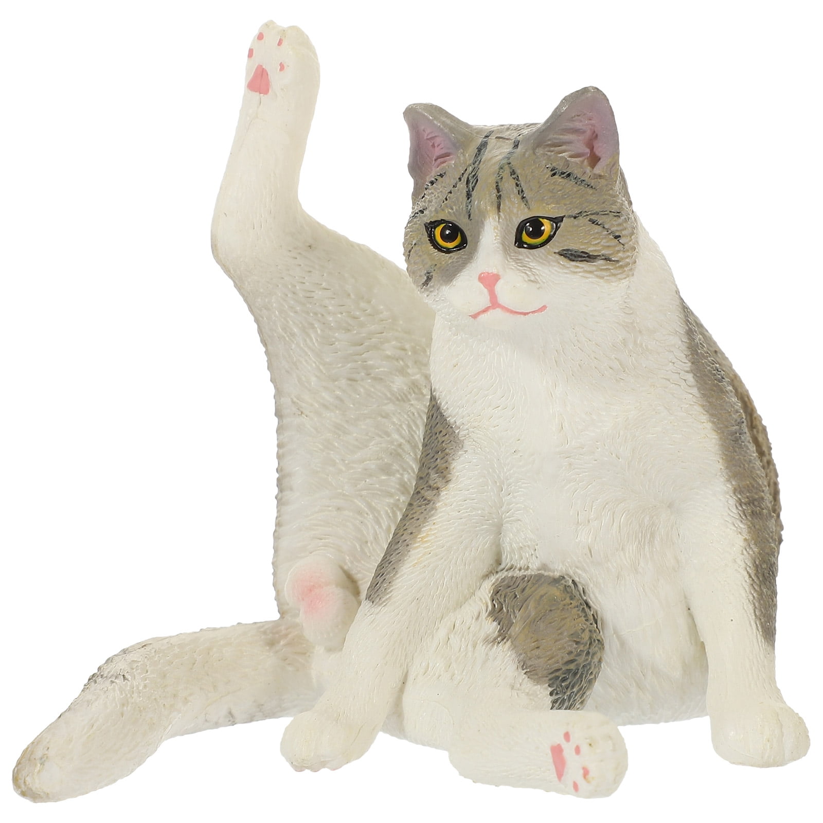 Hieromout Realistic Cat Figurine Lifelike Cat Statue Cat Model Desktop ...