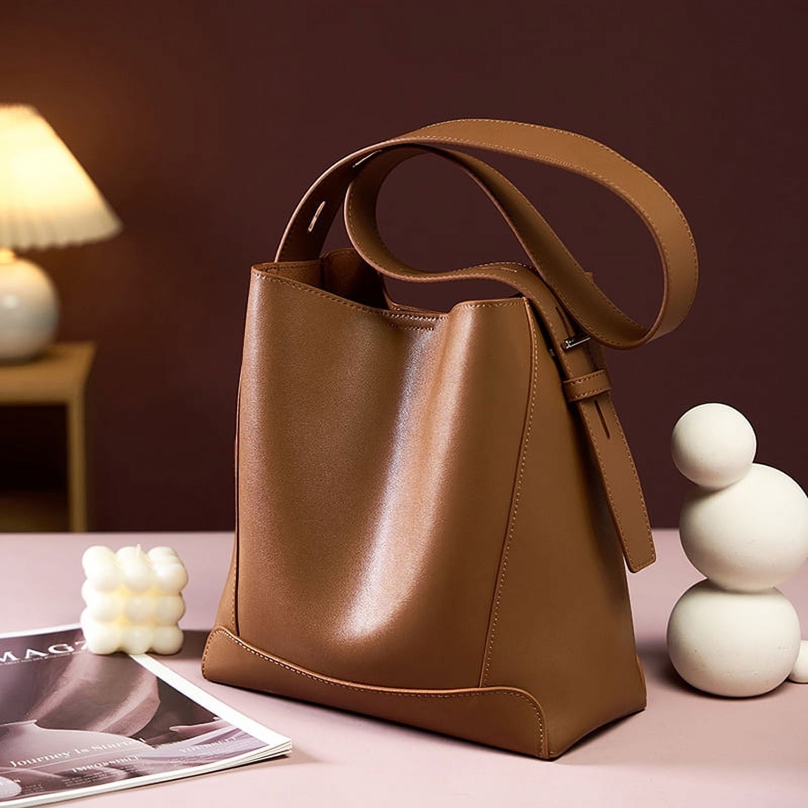 Hifashion Cow Genuine Leather Bucket Shoulder Bags For Women 2024 Trend ...