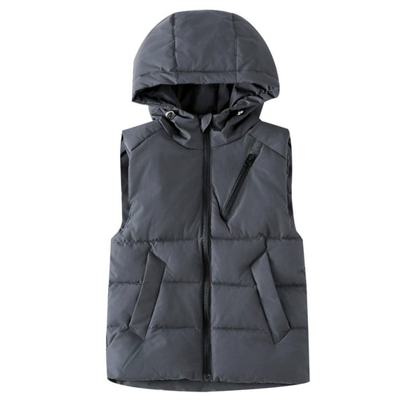 Hifoo Boys Insulated Hooded Vest Warm Padded Sleeveless Jacket For Cold ...