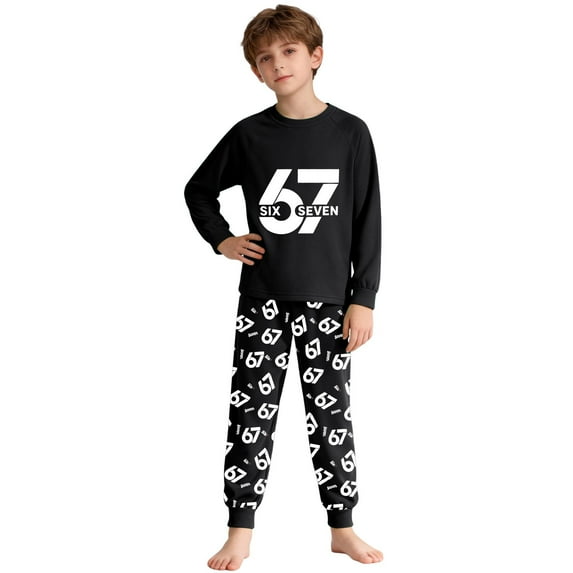 Hifoo Child Boys Outfit Sets 6 7 Printed Long Sleeve O-Neck T-Shirts ...