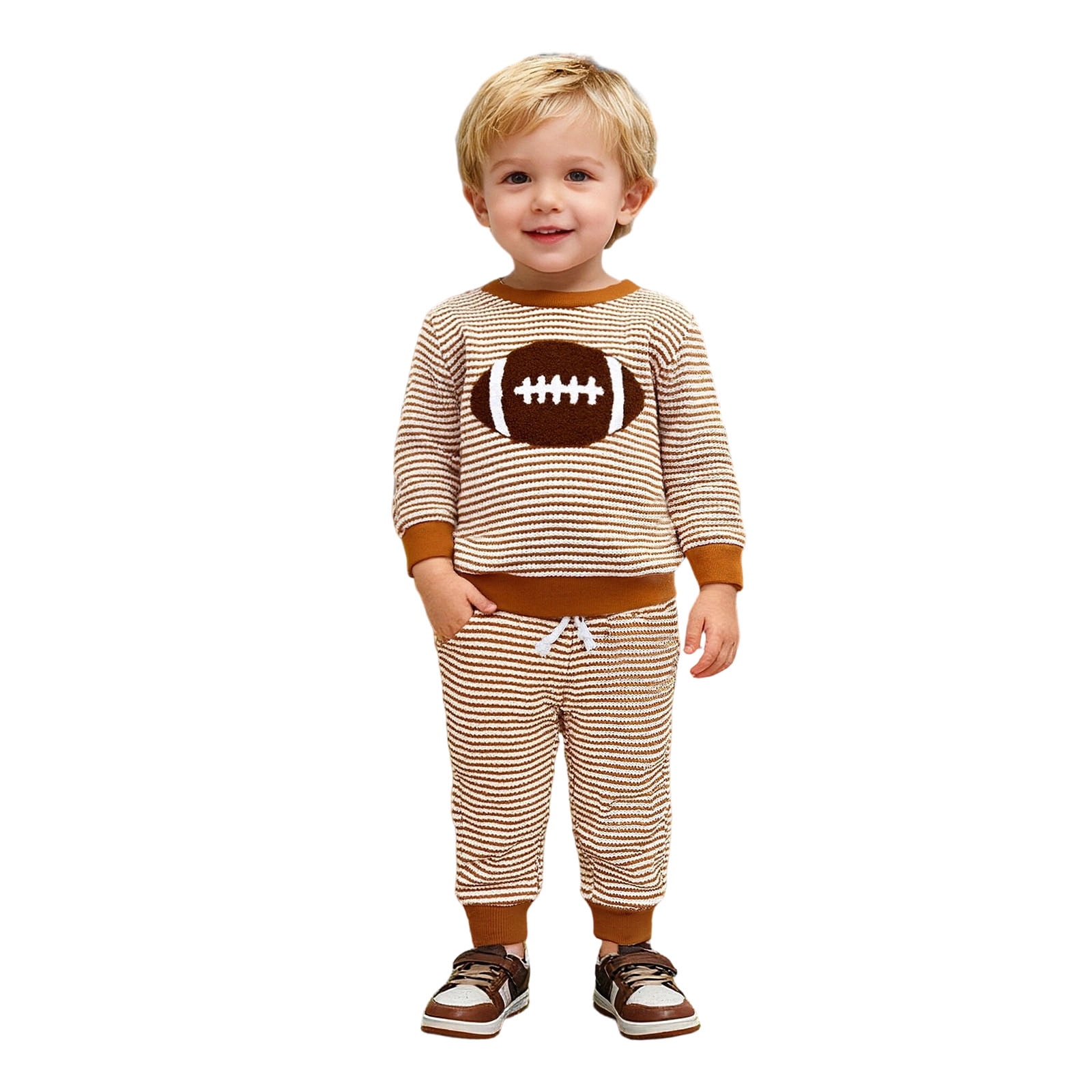 Hifoo Child Boys Outfit Sets Cartoon Football Embroidered Striped ...