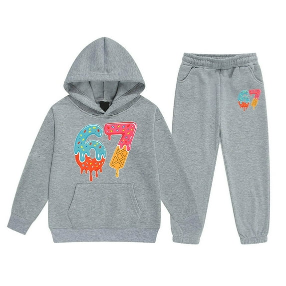 Hifoo Child Boys Outfit Sets Cartoon Number 67 Print Hooded Sweatshirt ...
