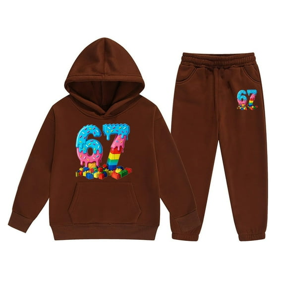Hifoo Child Boys Outfit Sets Cartoon Number 67 Print Hooded Sweatshirt ...