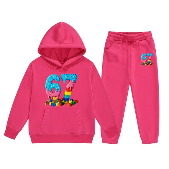 Hifoo Child Boys Outfit Sets Cartoon Number 67 Print Hooded Sweatshirt ...