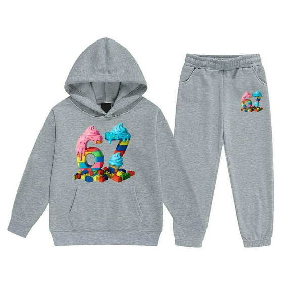 Hifoo Child Boys Outfit Sets Cartoon Number 67 Print Hooded Sweatshirt ...