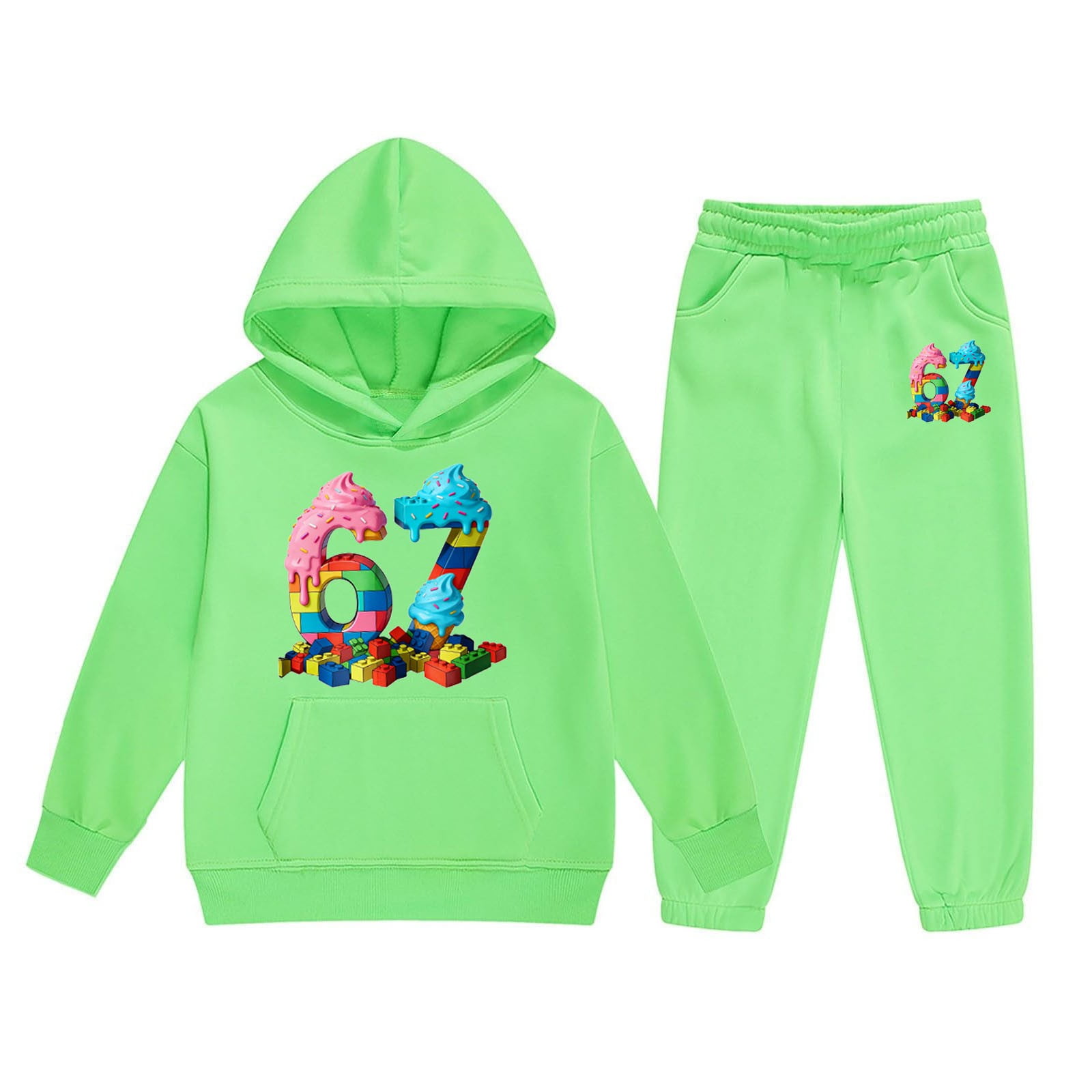 Hifoo Child Boys Outfit Sets Cartoon Number 67 Print Hooded Sweatshirt ...