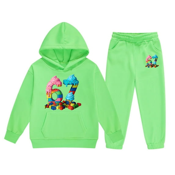 Hifoo Child Boys Outfit Sets Cartoon Number 67 Print Hooded Sweatshirt ...
