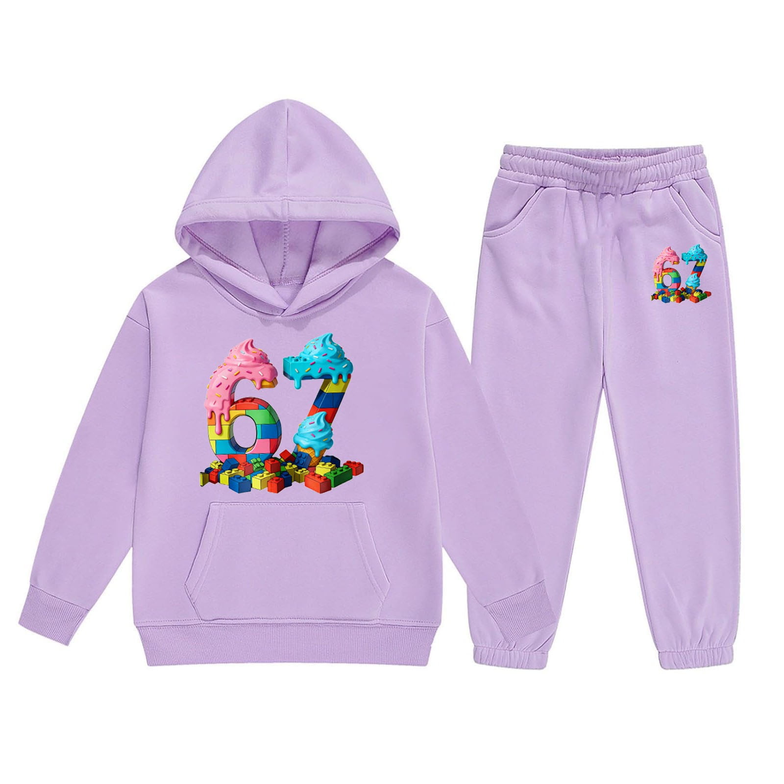 Hifoo Child Boys Outfit Sets Cartoon Number 67 Print Hooded Sweatshirt ...