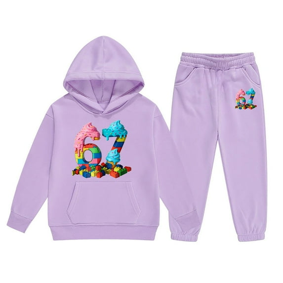 Hifoo Child Boys Outfit Sets Cartoon Number 67 Print Hooded Sweatshirt ...