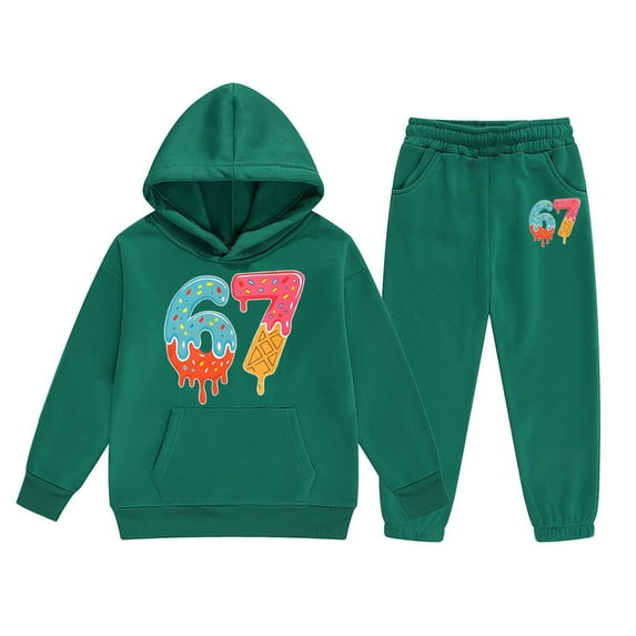 Hifoo Child Boys Outfit Sets Cartoon Number 67 Print Hooded Sweatshirt ...