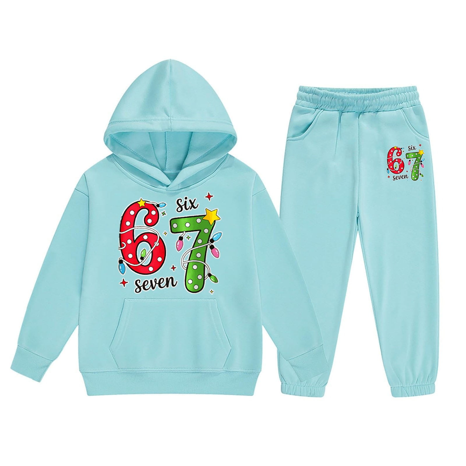 Hifoo Child Boys Outfit Sets Cartoon Number 67 Print Hooded Sweatshirt ...