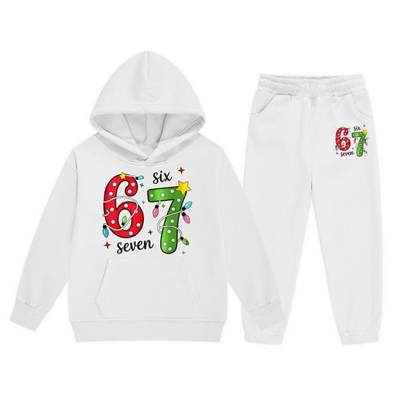 Hifoo Child Boys Outfit Sets Cartoon Number 67 Print Hooded Sweatshirt ...