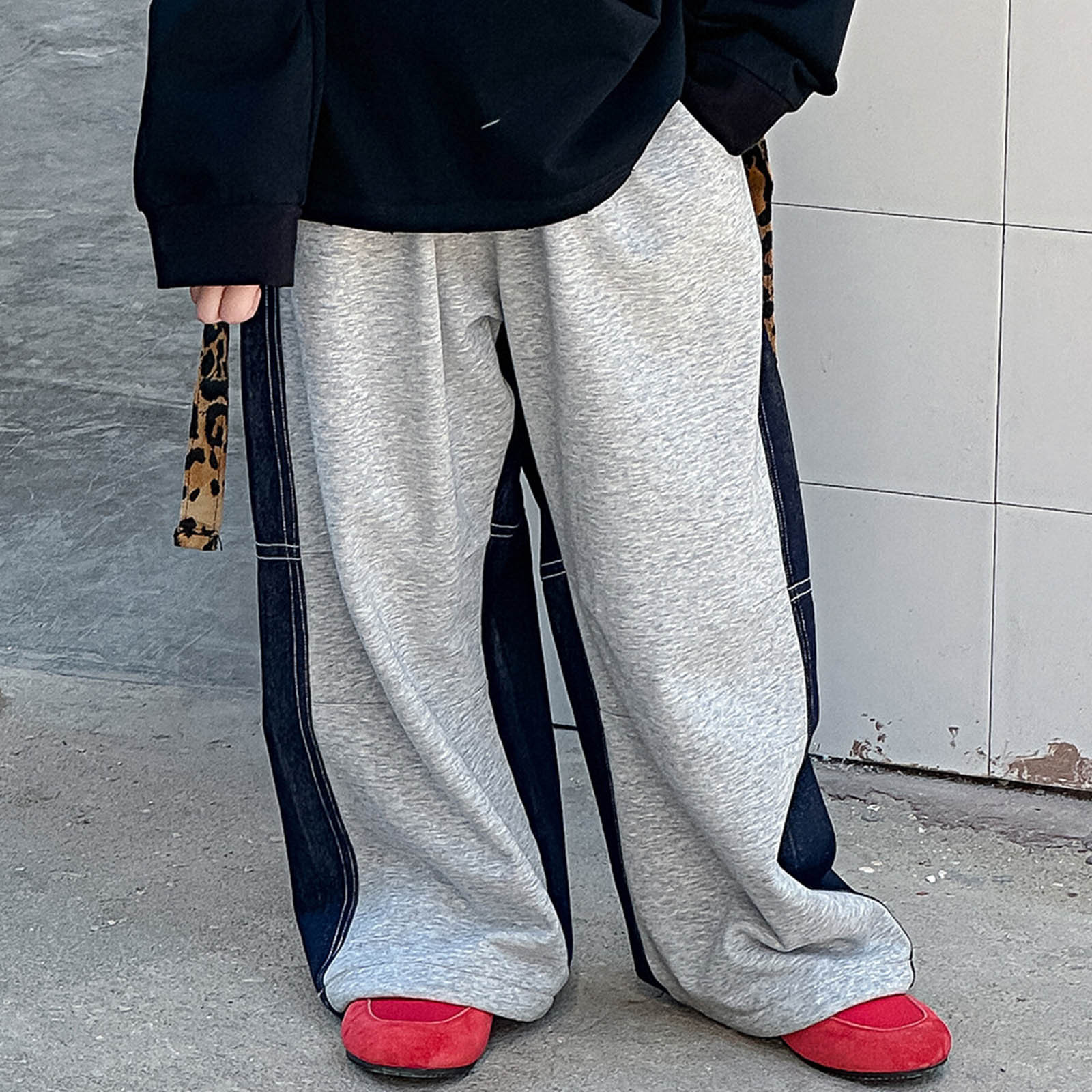 Hifoo Child Boys Pants Autumn Trousers Denim Knit Contrast Color Long ...