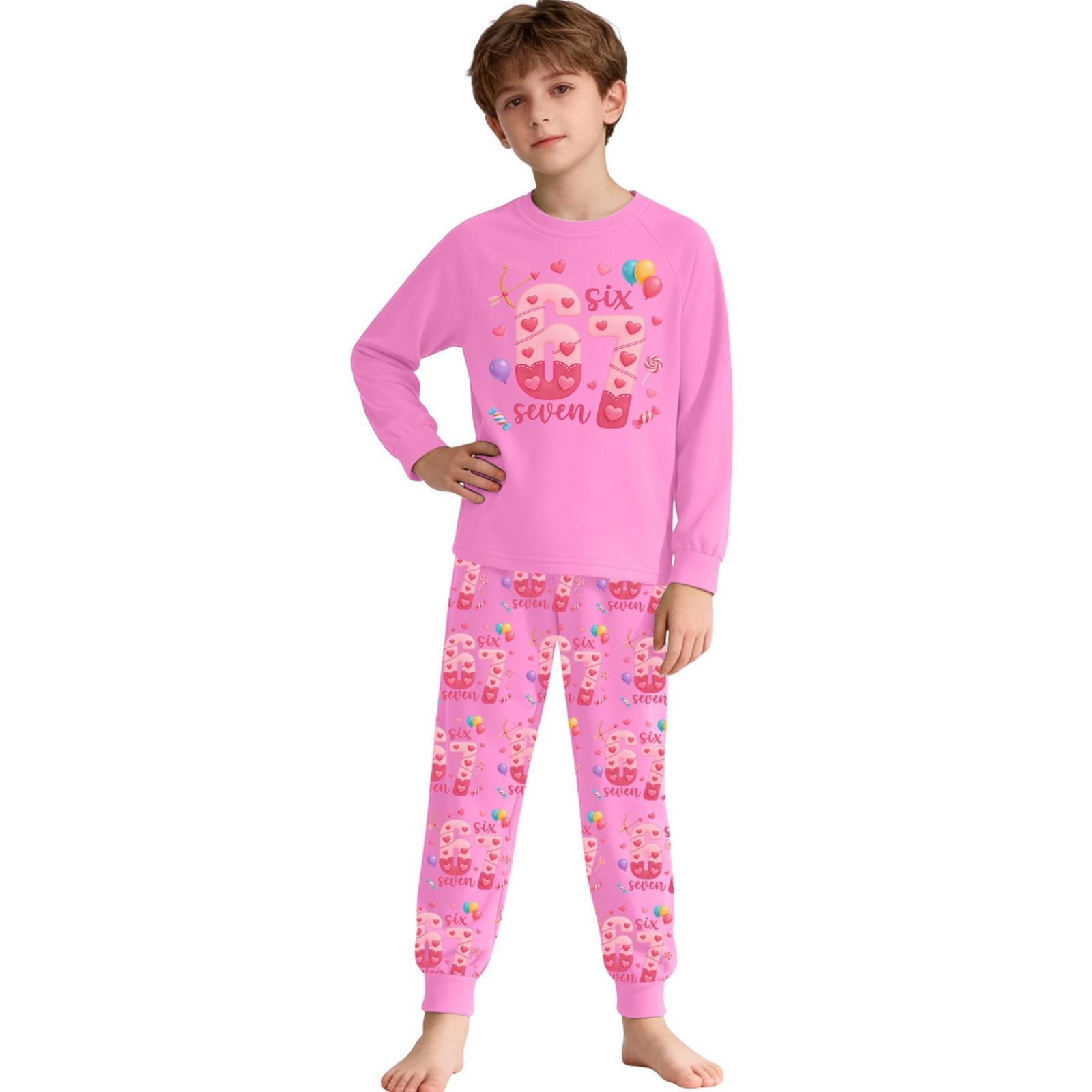 Hifoo Child Girls Outfit Sets 67 Cartoon Print O-Neck Shirts Tops Pants ...