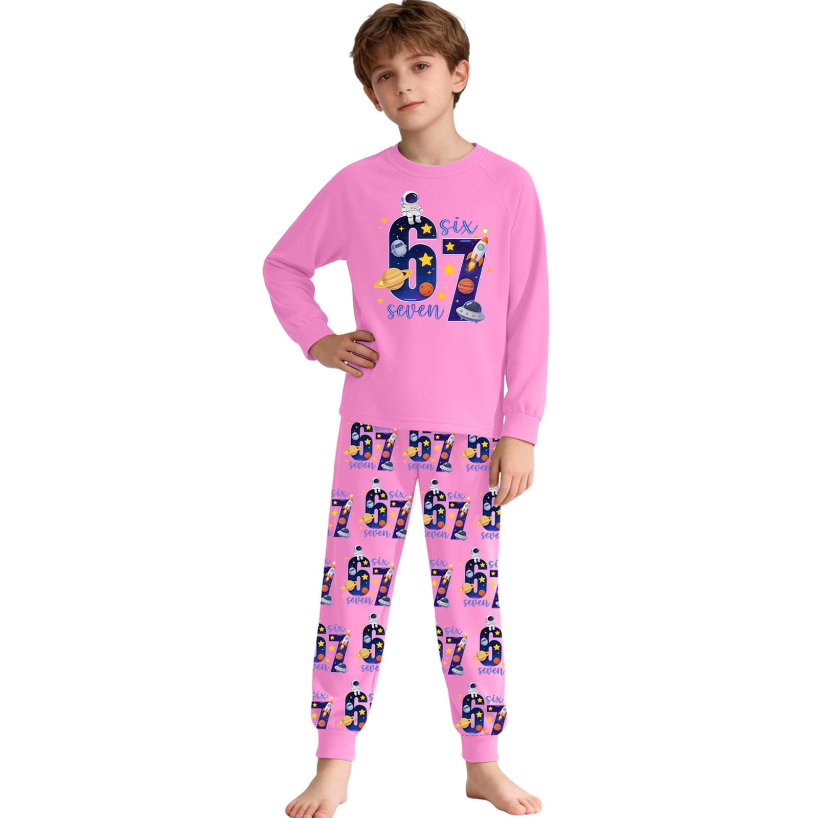 Hifoo Child Girls Outfit Sets 67 Cartoon Print O-Neck Shirts Tops Pants ...