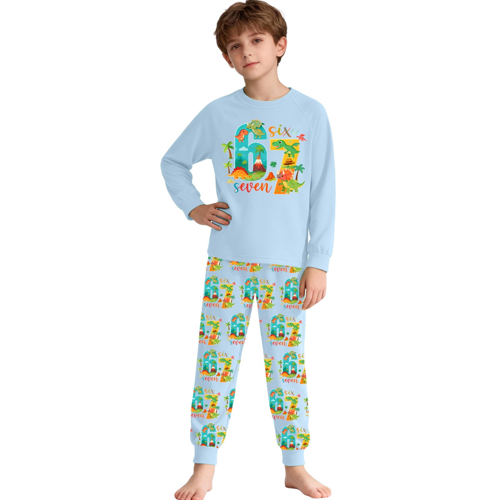 Hifoo Child Girls Outfit Sets 67 Cartoon Print O-Neck Shirts Tops Pants ...