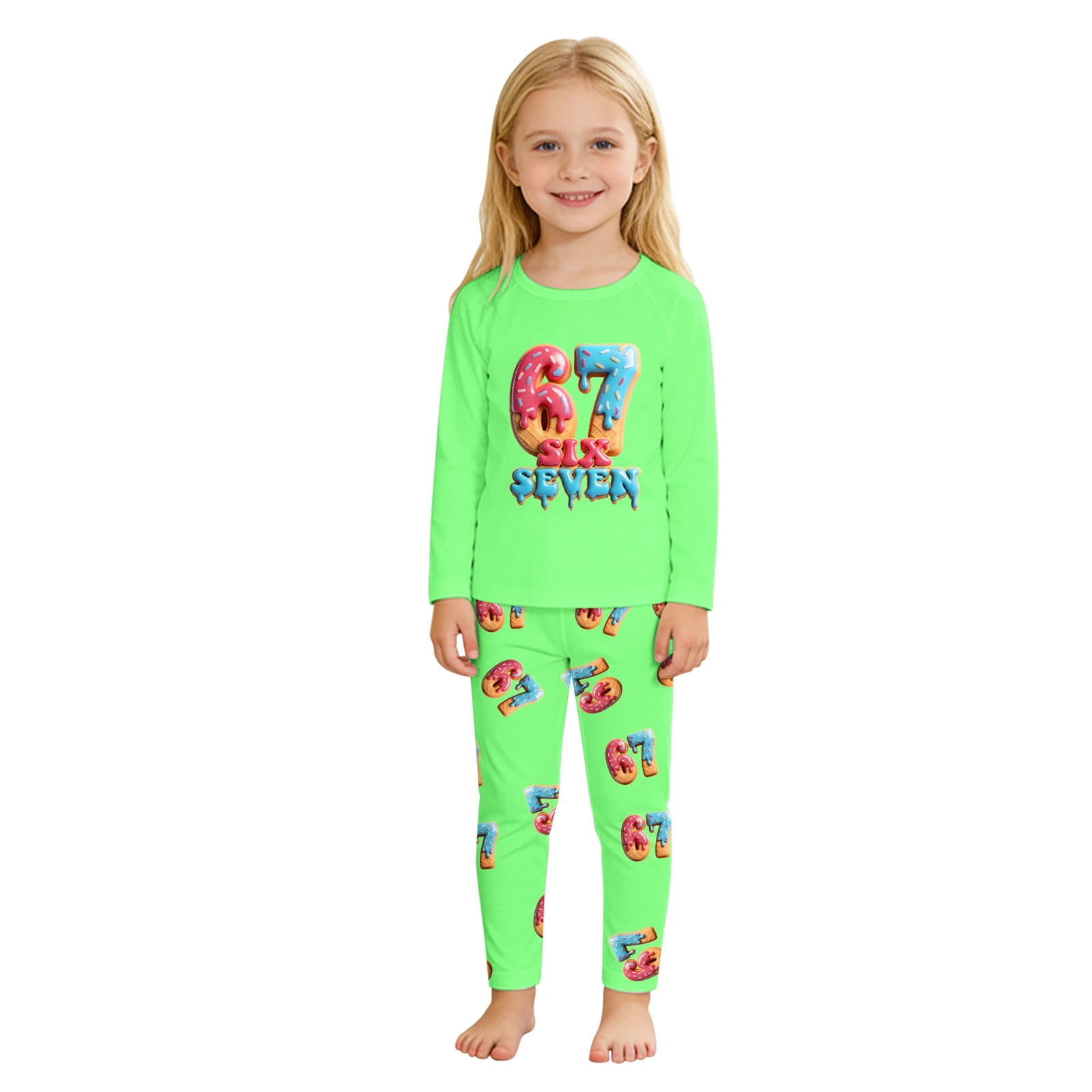 Hifoo Child Girls Outfit Sets Floral Print Round Neck Long Sleeve ...