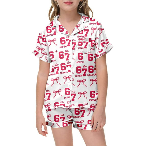 Hifoo Child Girls Outfit Sets Floral Print Short Sleeve Lapel Shirts ...