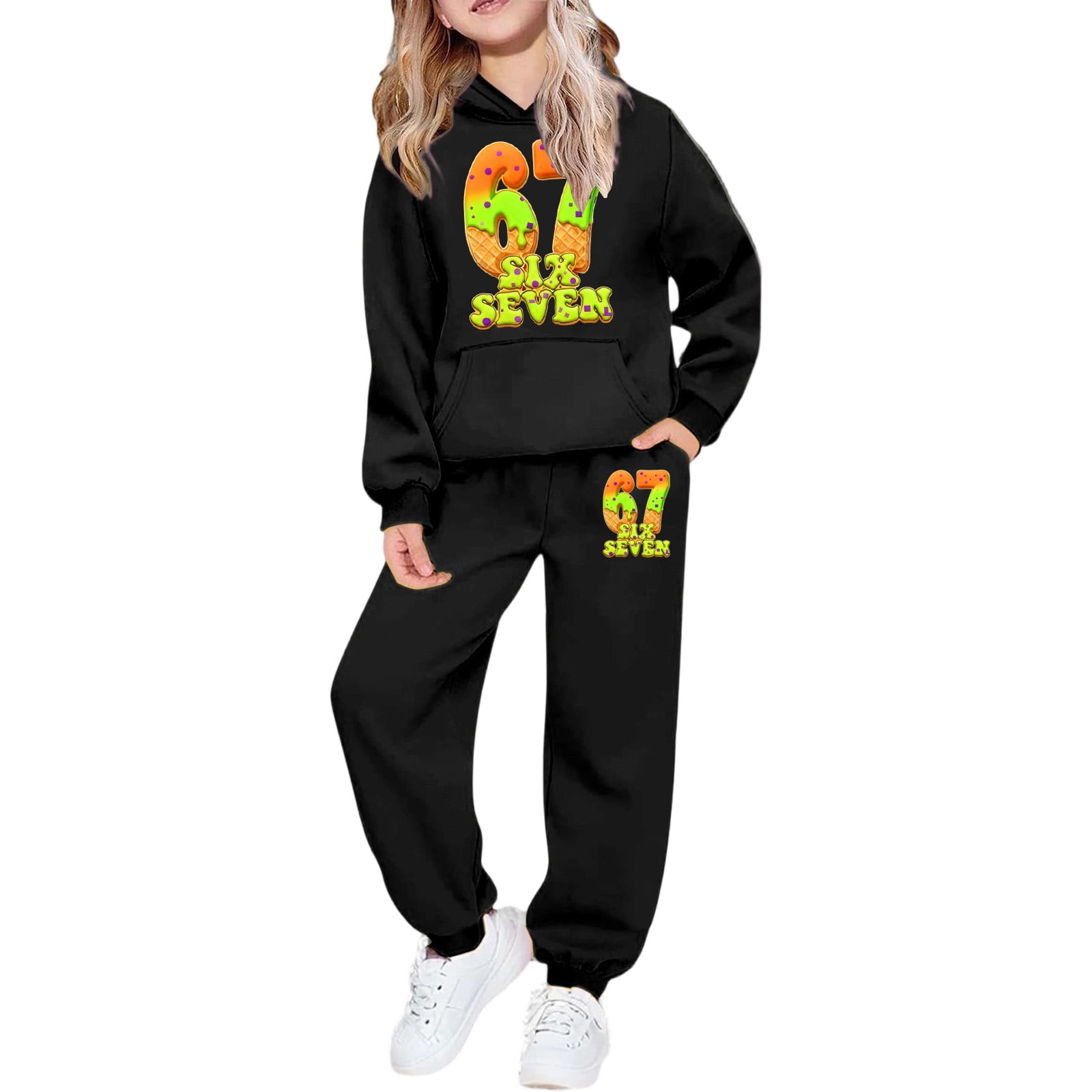 Hifoo Child Girls Outfit Sets Long Sleeve Hooded And Pants Ice Cream 67 ...