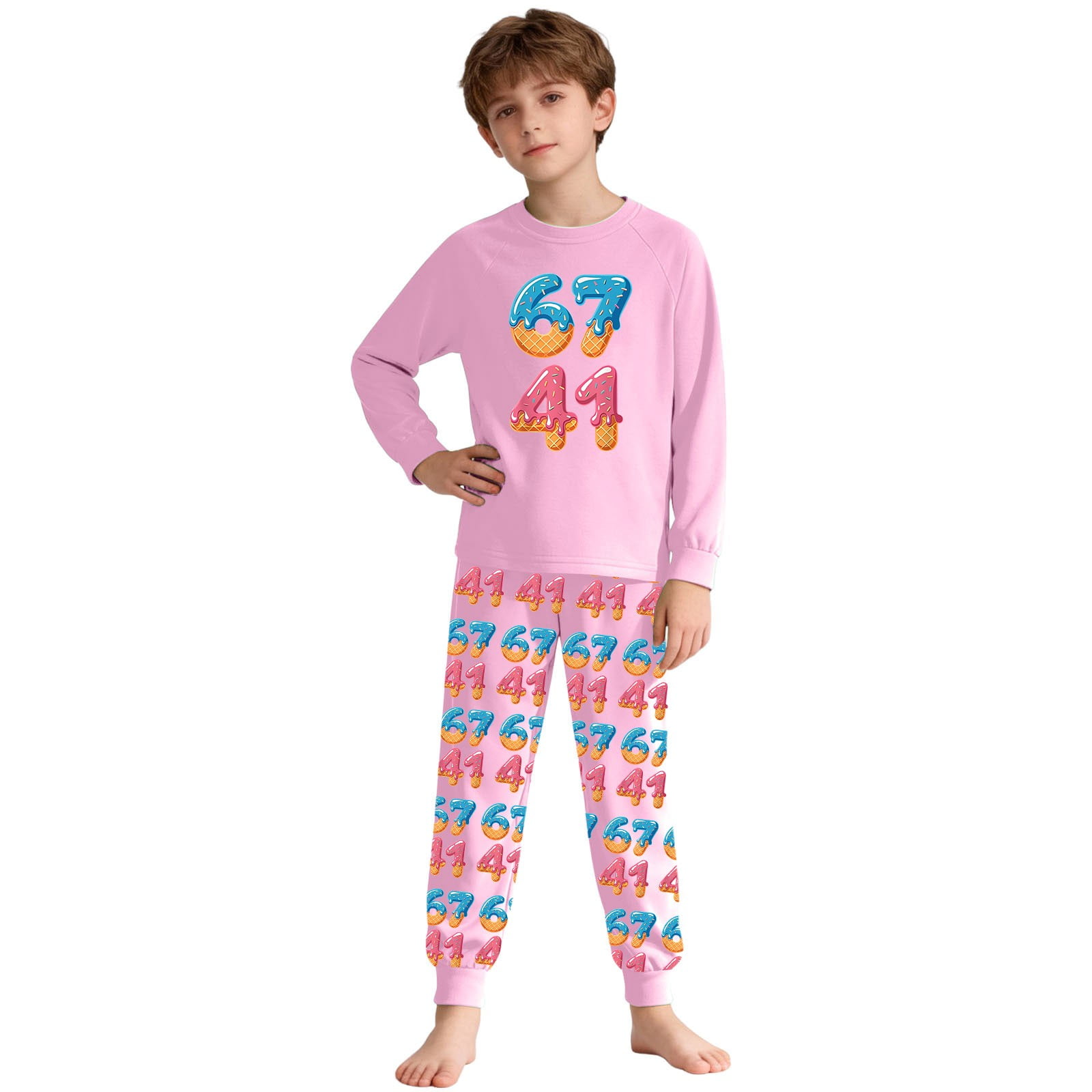 Hifoo Child Outfit Sets Ice Cream Print Long Sleeve Kids Boys Girls O ...